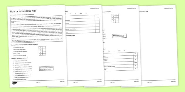 Chez moi Fiche de lecture (teacher made)