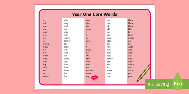 Year One Core Words Word Mat teacher Made Year One Core Words Word Mat teacher Made