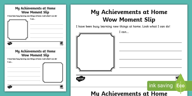My Achievements at Home Wow Moment Slips (teacher made)