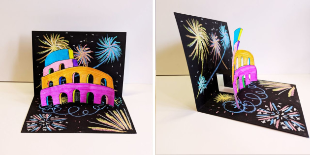 Colosseum Pop Up Card Templates Winterscene Popup Card Shop
