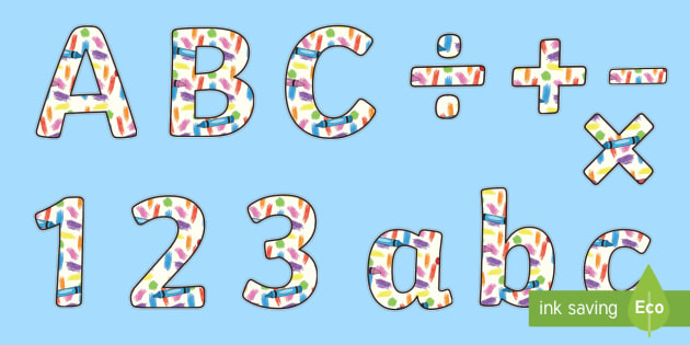 Colorful Crayons Bulletin Board Letters and Numbers Pack