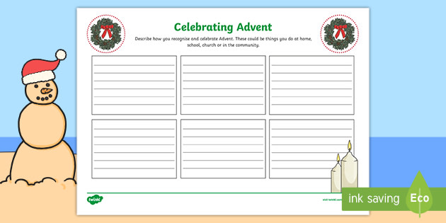 Celebrating Advent Worksheet (teacher made)