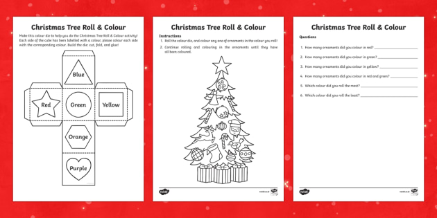Christmas Tree Roll & Colour Activity Pack (teacher made)