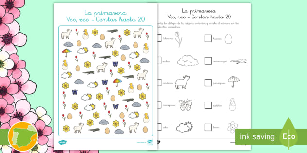 FREE! - NEW Veo de primavera contar hasta 20 Ficha de actividad