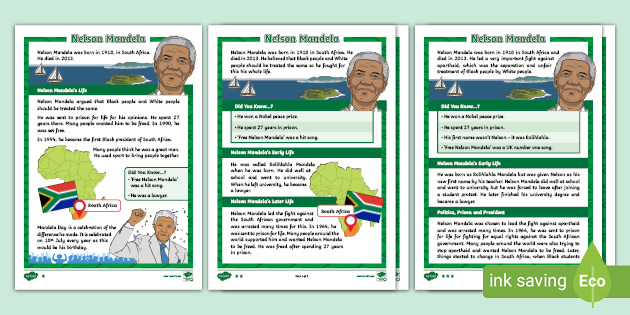 Nelson Mandela Differentiated Reading Comprehension Activity