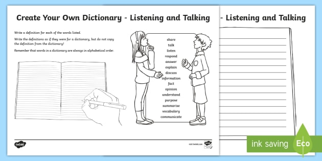 Listening and Talking Key Vocabulary Create Your Own Dictionary