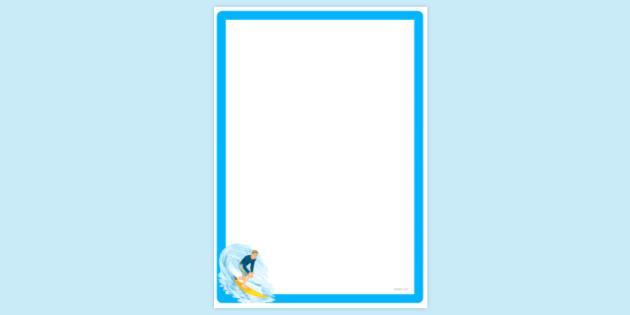 FREE! - Simple Blank Surfing Page Border | Page Borders | Twinkl