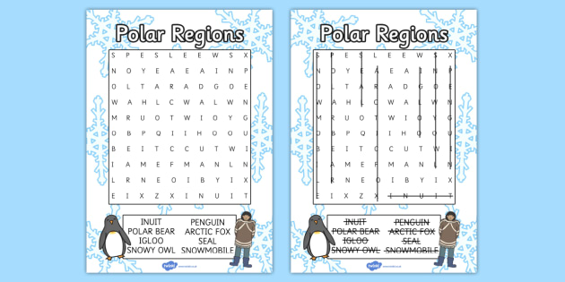 Polar Regions Wordsearch