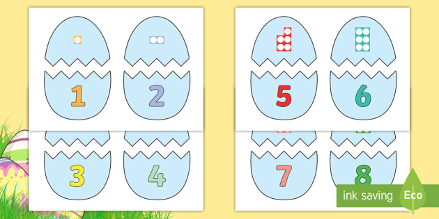 Easter Egg Number Shapes to 10 Matching Game - Kindergarten KS1 Maths