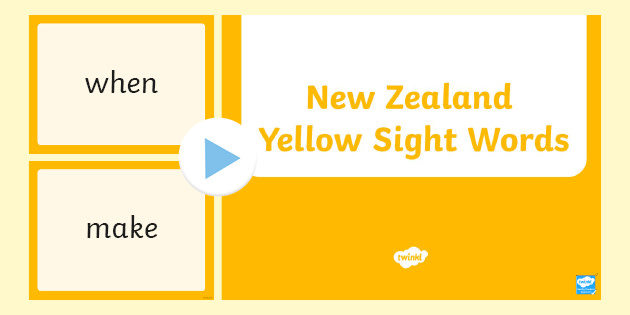 New Zealand Yellow Reading Sight Words PowerPoint