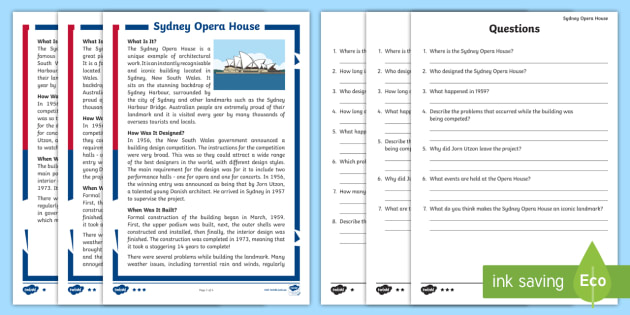 Sydney Opera House Differentiated Reading Comprehension Activity