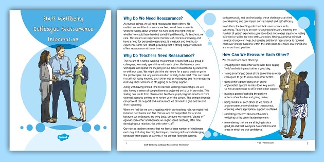 Colleague Reassurance Information Leaflet - Staff Wellbeing