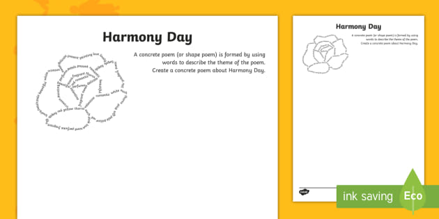 Harmony Day Concrete Poem Activity (Teacher-Made)