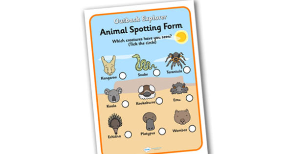 Outback Explorer Animal Spotting Form - outback explorer, animal spotting