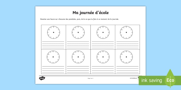 Ma journée d'école Feuille d'activités