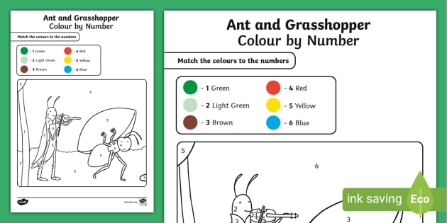 FREE! - Ant and Grasshopper Colour by Number (teacher made)