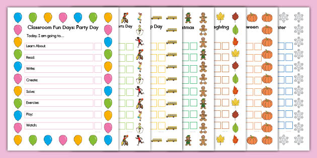 Classroom Fun Days: Editable Itinerary Template