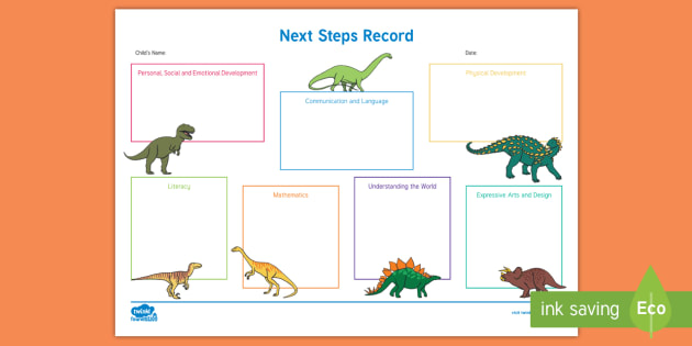 Dinosaur Next Steps Template - EYFS (teacher made)