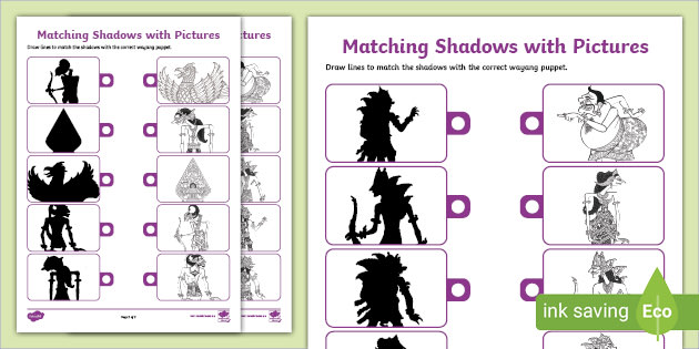 Wayang Puppet Shadow Match Activity Indonesian