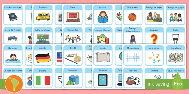 Tarjetas: Horario visual para la escuela