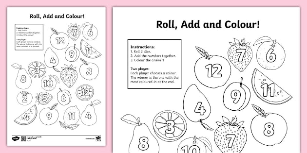 Addition Worksheets With Fruit And Vegetables