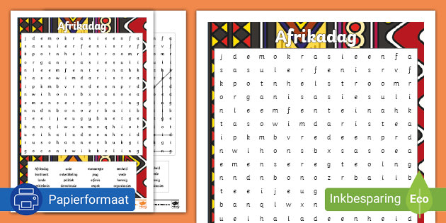 Afrikadag Woordsoek (teacher made)