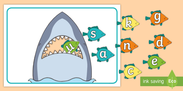 Feed the Shark Phase 2 Phonics Game (teacher made)