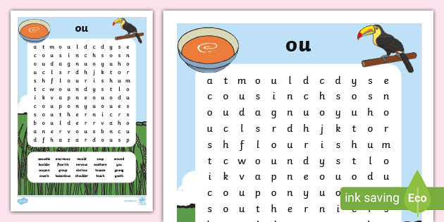 'ou' Alternative Digraph Word Search (teacher made)
