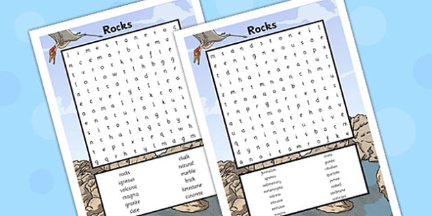 Rocks Wordsearch (teacher made)