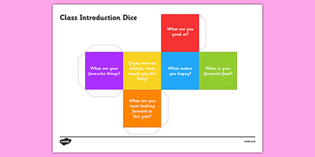 Class Introduction Questions Dice Net (teacher made)