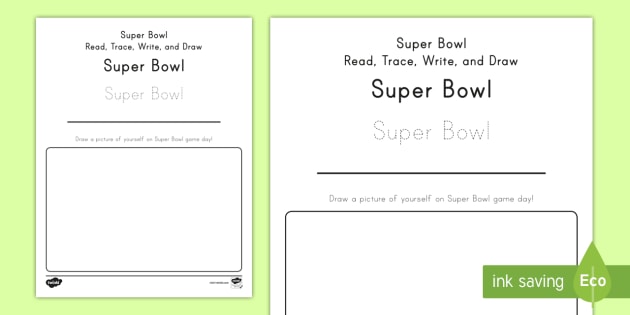 Super Bowl Read, Trace, Write, and Draw Activity