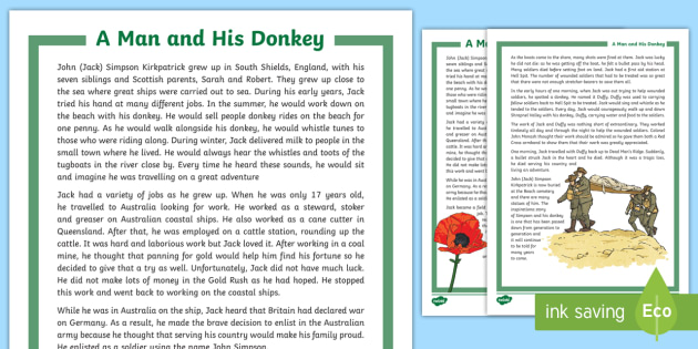 Simpson and his Donkey Fact File