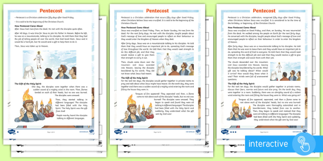 Pentecost Differentiated Comprehension Worksheets
