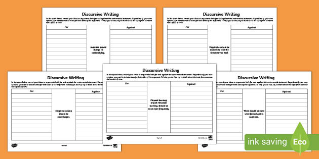 Discursive Style Writing Activity with Australian Topics