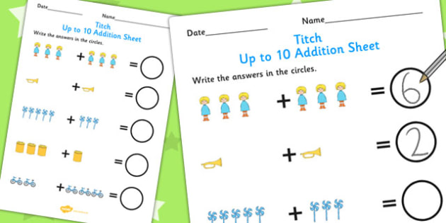 Up to 10 Addition Sheet to Support Teaching on Titch
