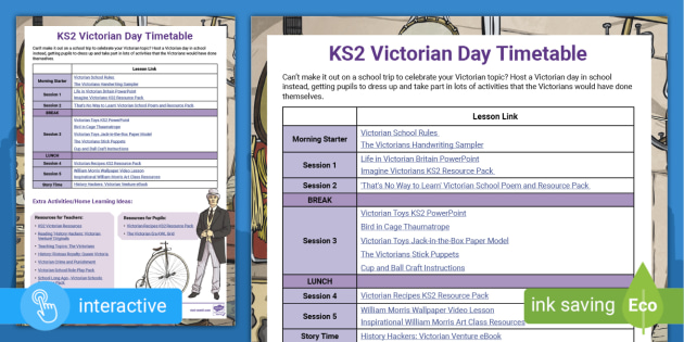FREE! - KS2 Victorian Day Timetable (teacher made)