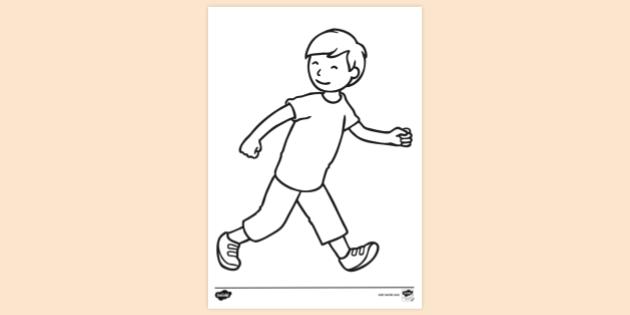 FREE! - Running Boy Colouring Sheet for Kids - Creative Resource