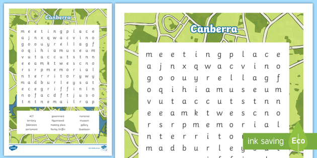 Canberra Word Search