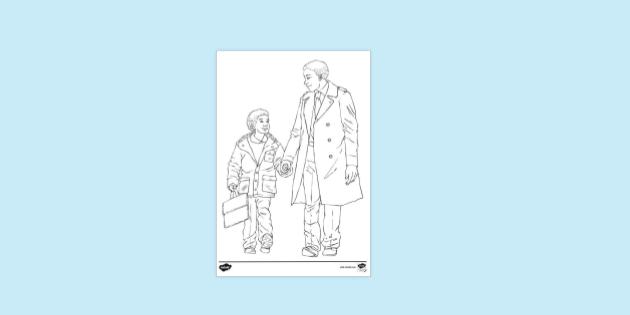Parent and School Child Colouring Sheet | Twinkl