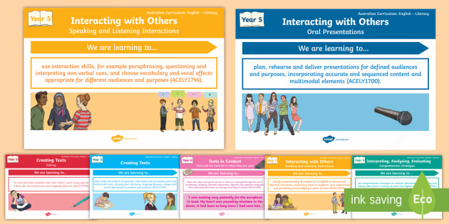 Australian Curriculum English: Year 5 Literacy Content Descriptions Display