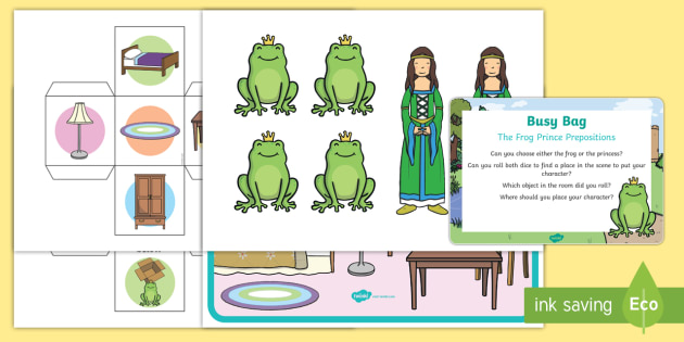 The Frog Prince Prepositions EYFS Busy Bag Prompt Card and Resource Pack