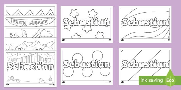Sebastian Name Simple Colouring Activity Sheets