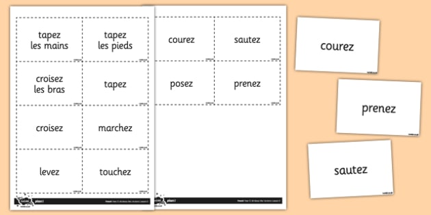 French Actions Vocabulary Flashcards (teacher made)