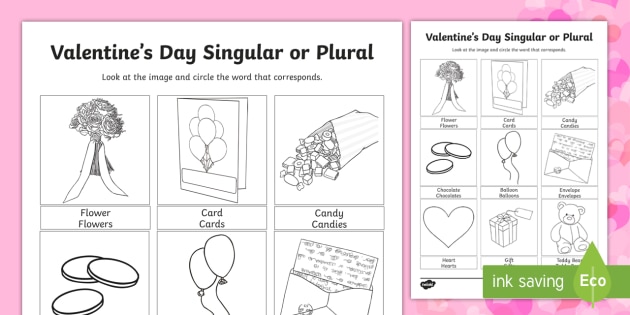 Singular or Plural Valentine's Day Activity