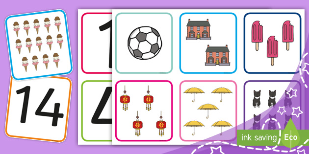 👉 Number and Quantity Matching Cards (Ages 4 - 6)