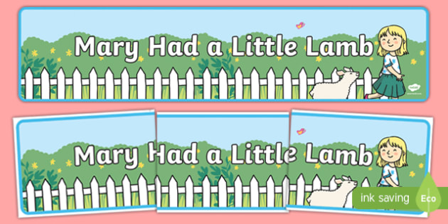 Mary Had a Little Lamb Display Banner