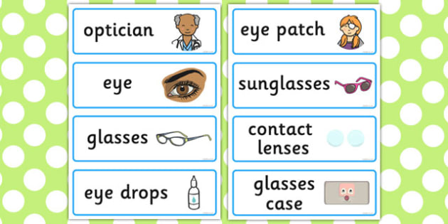 Opticians Role Play Word Cards - Opticians, optician, eyes, eye, eye doctor