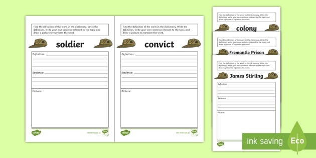 History of Perth Word Wall Worksheets