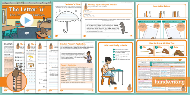 Cursive Letter 'U' Handwriting Practice - KS2 (teacher made)