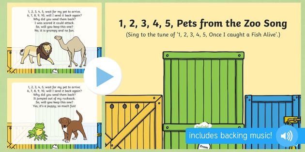 1, 2, 3, 4, 5, Pets from the Zoo Song PowerPoint